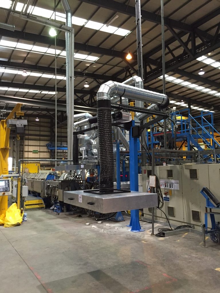 Fume extraction hoods for extrusion process - AES Ltd | LEV Testing ...